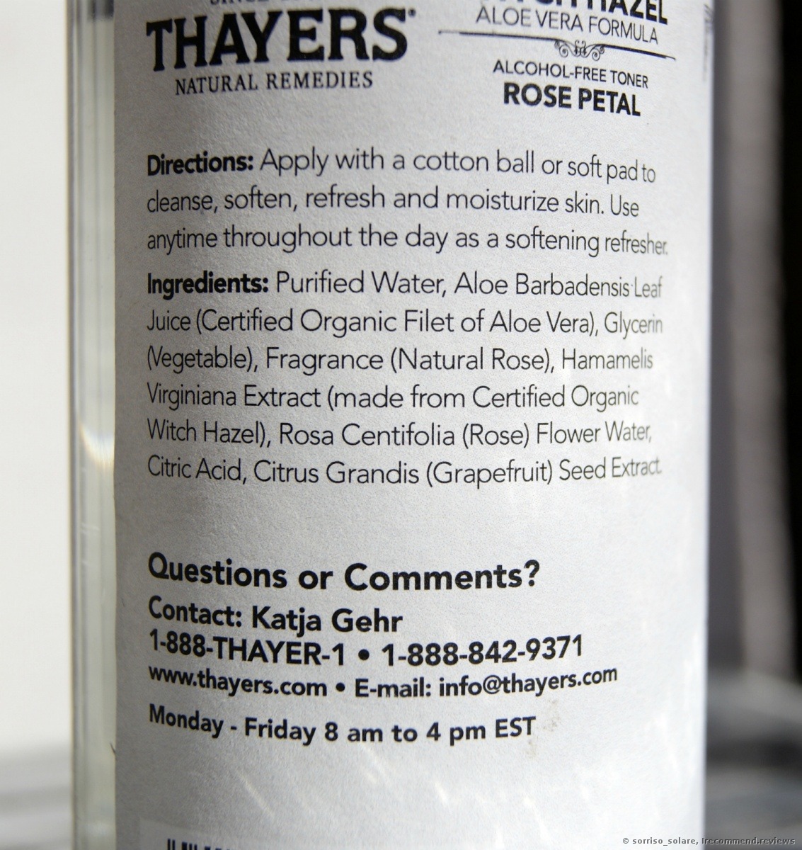 Thayers Alcohol free Rose Petal Witch Hazel With Aloe Vera Toner My 